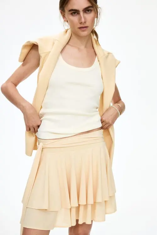 H&m Tiered Tie-belt Mini Skirt