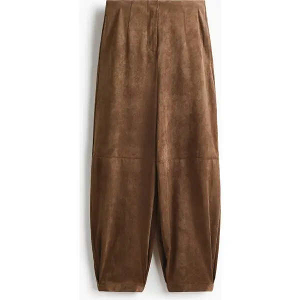 H&m Barrel Leg Pants In Jersey - Brown