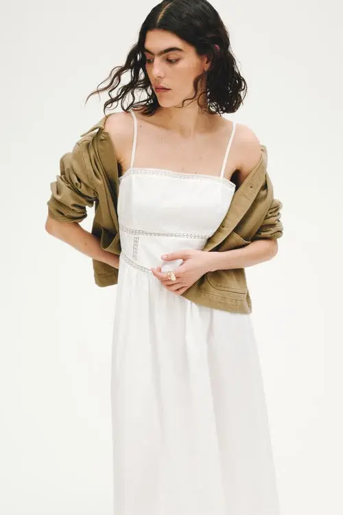 H&m Tie-strap Cotton Midi Dress - White