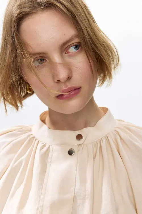 H&m Balloon-sleeved Modal Jacket - Light Beige