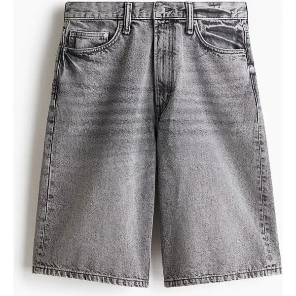 H&m Baggy Fit Denim Shorts - Denim Gray