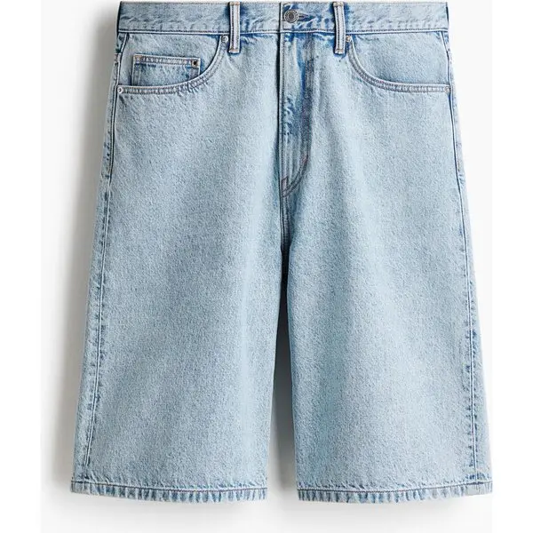 H&m Baggy Fit Denim Shorts - Light Denim Blue