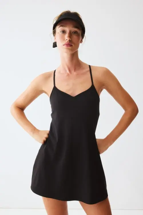 H&m Short Tennis Dress With Sweetheart Neckline And Criss-cross Straps