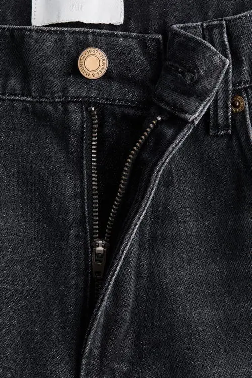 H&m Super Wide High Waist Jeans - Washed Black