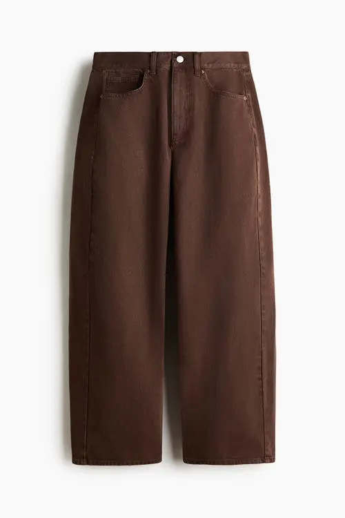 H&m Barrel Regular Waist Jeans - Brown