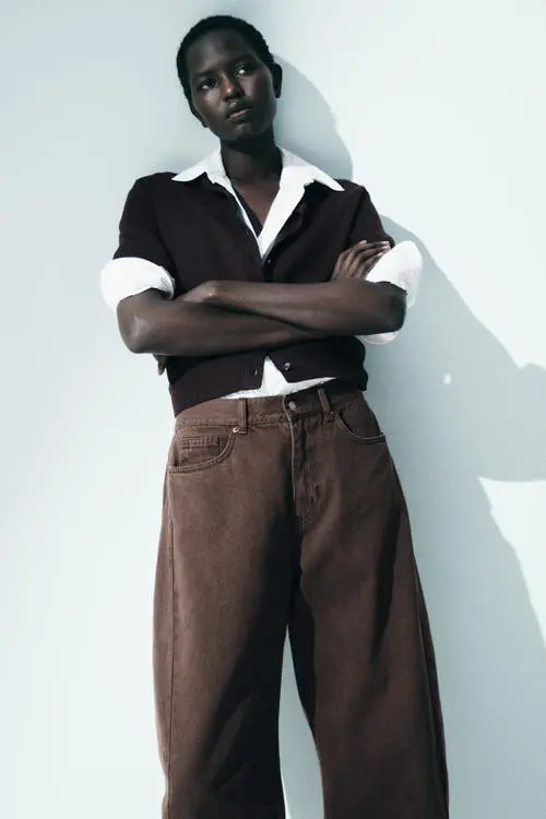 H&m Barrel Regular Waist Jeans - Brown