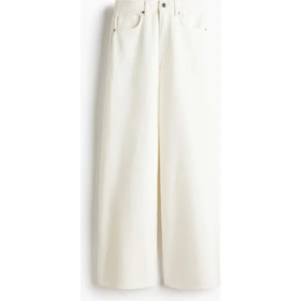 H&m Wide Leg High Waist Jeans - White