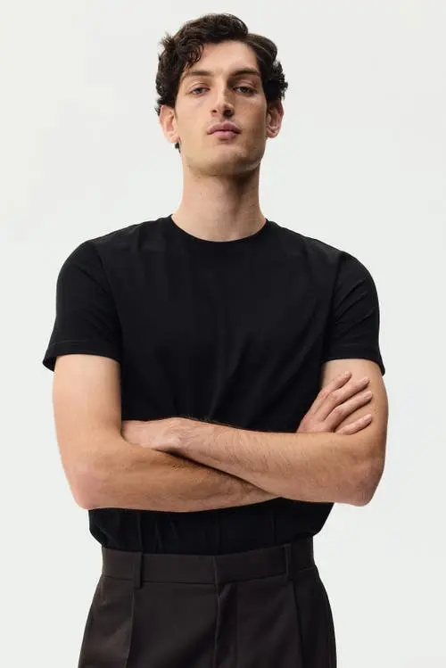 H&m Slim Fit Pima Cotton T-shirt - Black