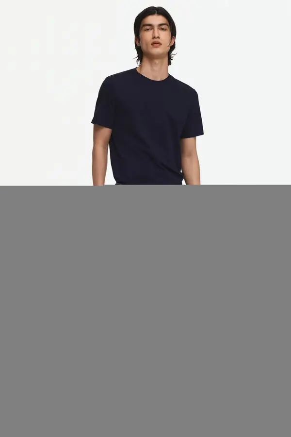 H&m Slim Fit Pima Cotton T-shirt - Navy Blue