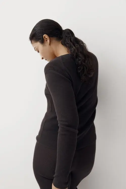 H&m Ribbed Henley Top With Buttons