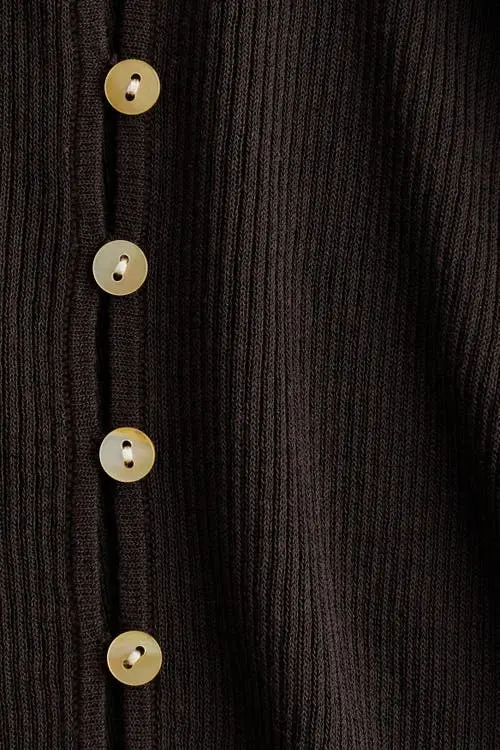 H&m Ribbed Henley Top With Buttons
