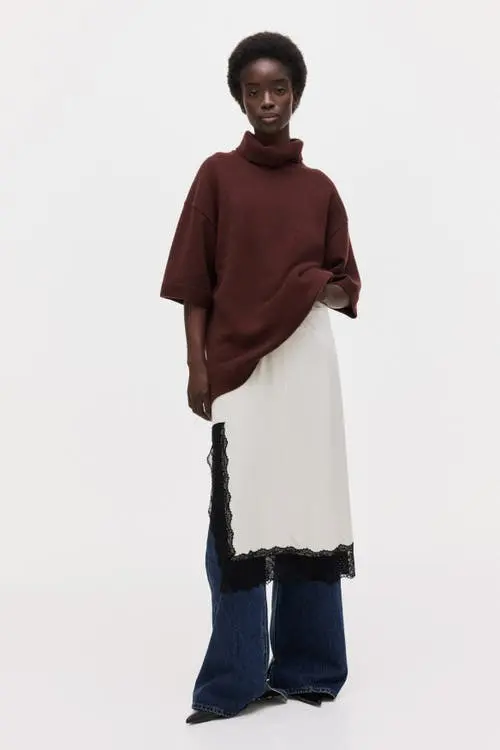 H&m Wool Roll-neck Jumper - Dark Rust Brown