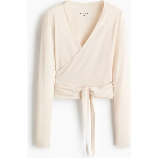 H&m Modal Jersey Wrap Sports Top - Ivory