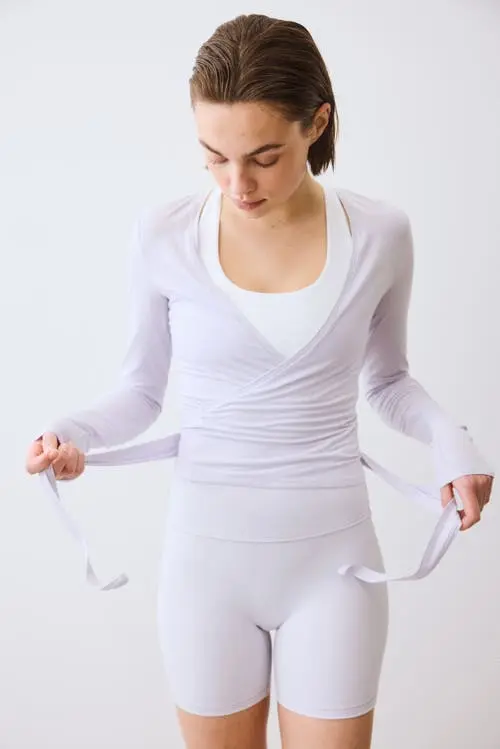 H&m Modal Jersey Wrap Sports Top - Lilac