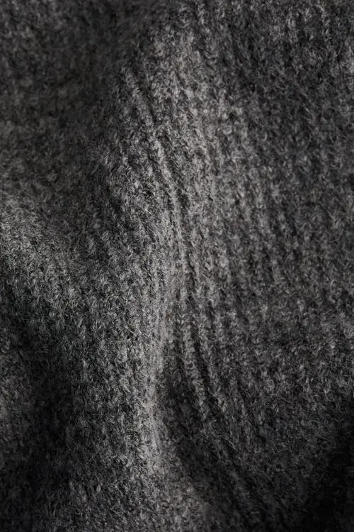 H&m Rib-knit Peplum Top With Boat Neckline - Dark Gray