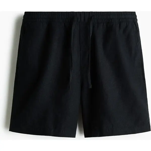 H&m Linen-blend Relaxed Fit Shorts - Black