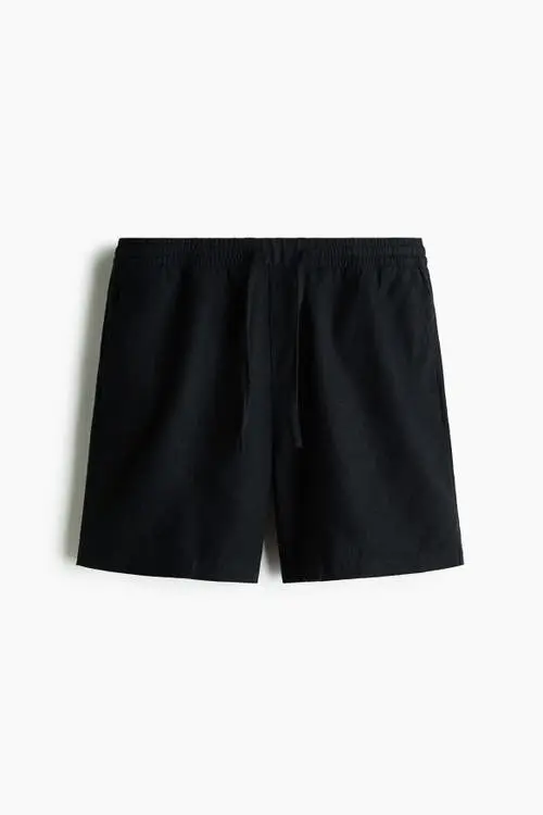 H&m Linen-blend Relaxed Fit Shorts - Black
