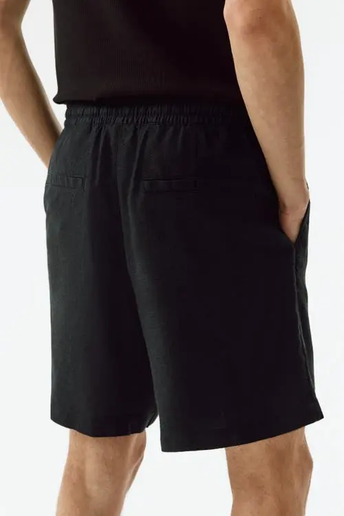 H&M Relaxed Fit Linen-blend Shorts - Black