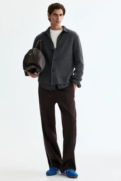 H&m Relaxed Fit Track Pants - Brown/stripes