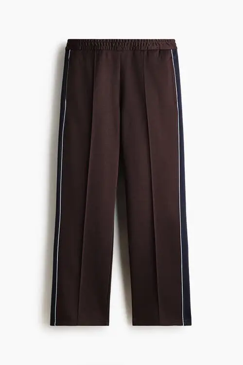 H&m Relaxed Fit Track Pants - Brown/stripes
