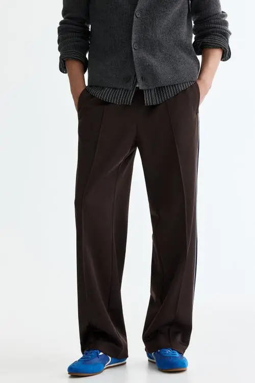 H&m Relaxed Fit Track Pants - Brown/stripes