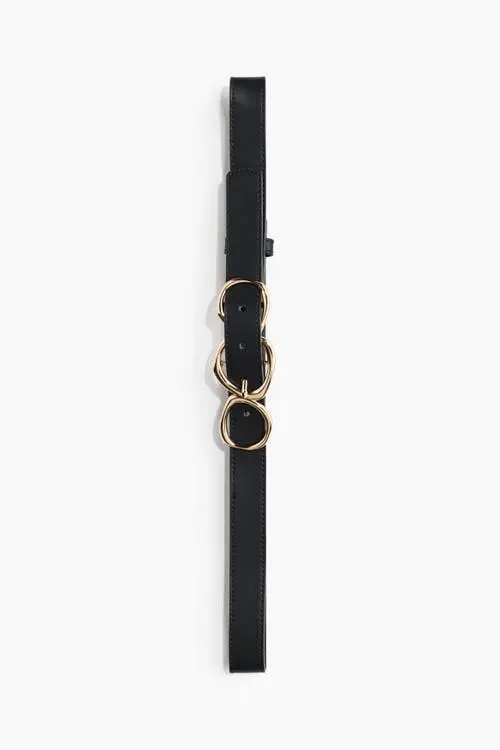 H&m Belt With Asymmetrical Ring Buckle - Black