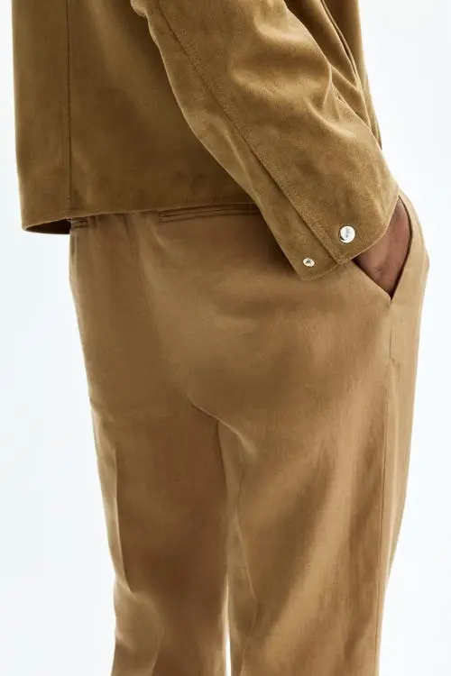 H&m Slim Fit Linen Suit Trousers - Beige