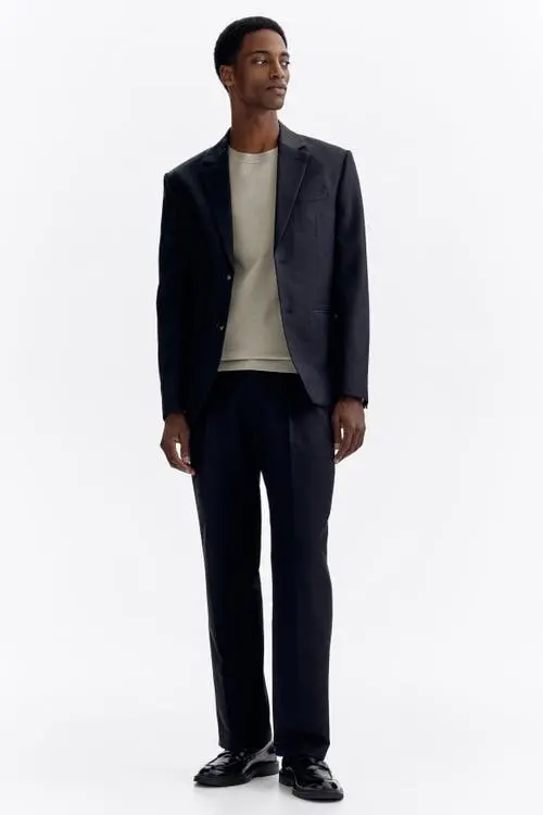 H&m Regular Fit Twill Suit Trousers - Black