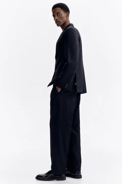 H&m Regular Fit Twill Suit Trousers - Black