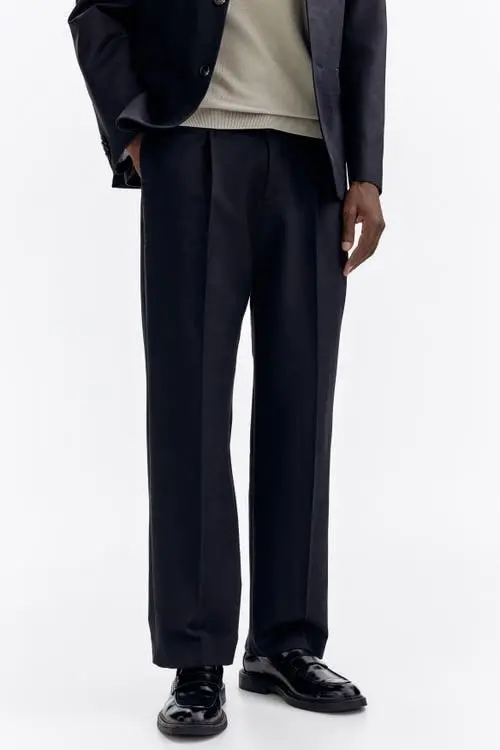 H&m Regular Fit Twill Suit Trousers - Black