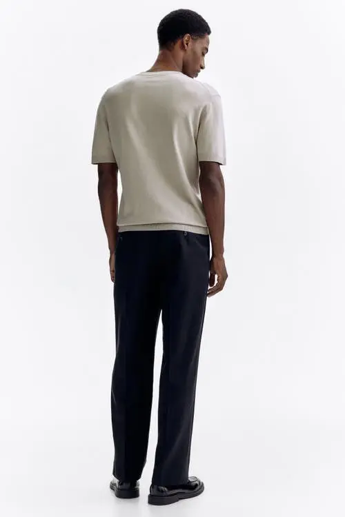 H&m Regular Fit Twill Suit Trousers - Black