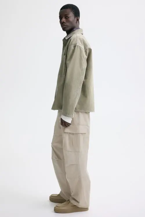 H&M Relaxed Fit Cotton Cargo Trousers - Light Beige