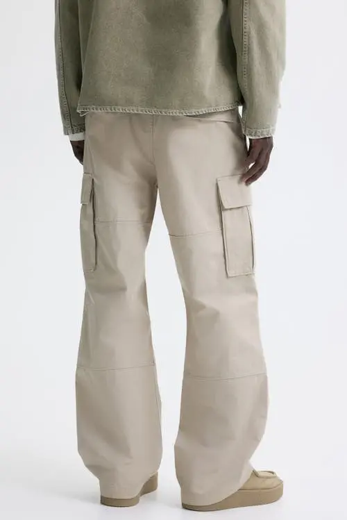 H&M Relaxed Fit Cotton Cargo Trousers - Light Beige