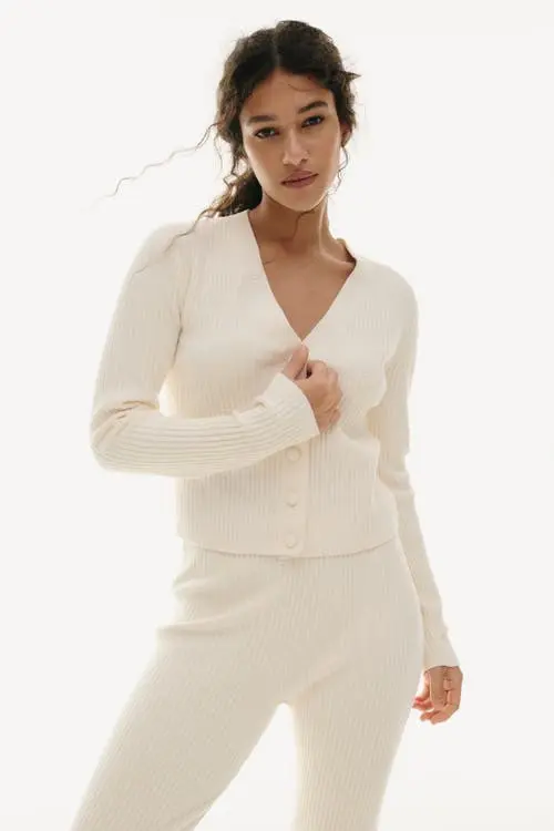 H&m Rib-knit V-neck Cardigan