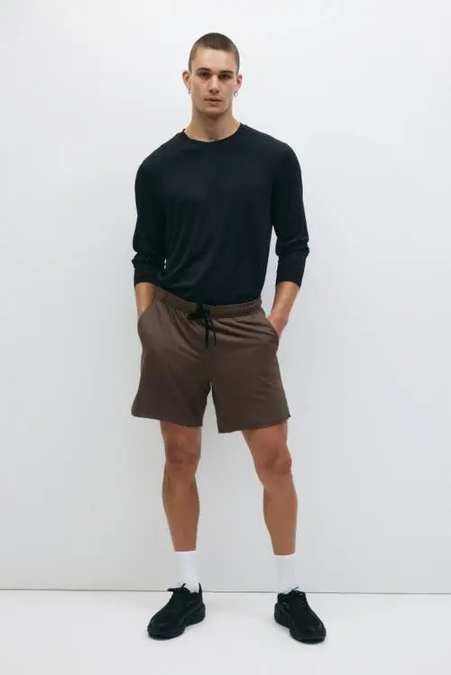 H&m Drymove™ Sports Shorts With Drawstring Waist - Light Brown