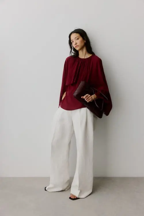 H&m Sleeveless Asymmetric Cape Blouse