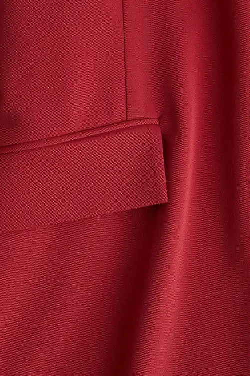 H&M Fitted Twill Short Dress - Dark Red