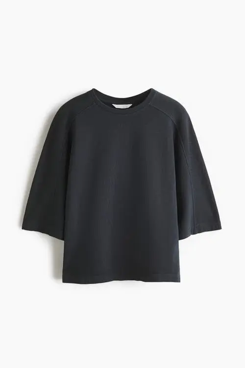 H&m Cotton French Terry 3/4 Sleeve Sweatshirt