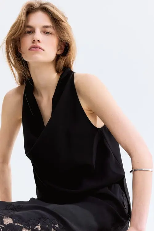 H&m Sleeveless Cowl Neck Top With Back Keyhole Detail