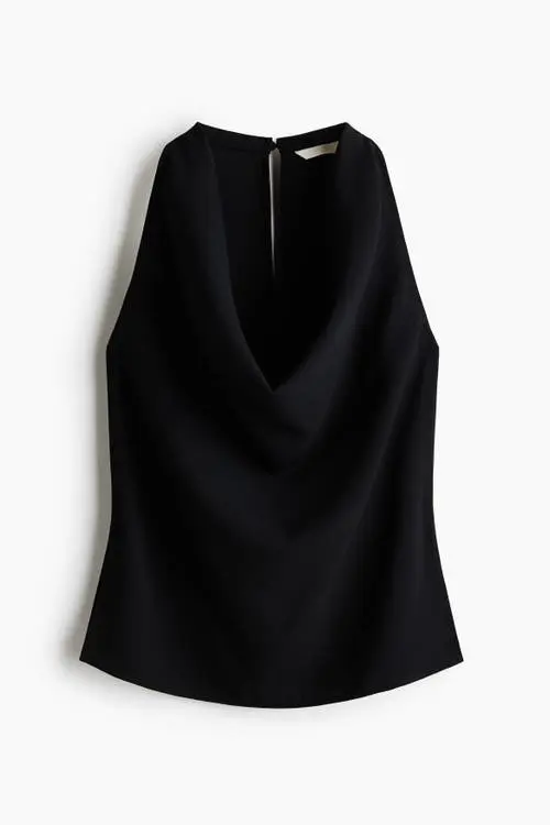 H&m Sleeveless Cowl Neck Top With Keyhole Back