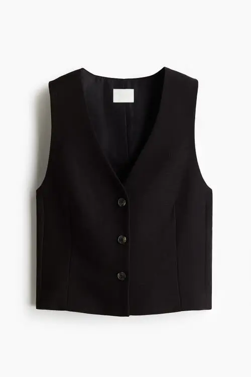 H&m Short Waistcoat - Black