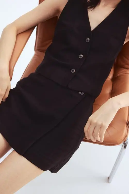 H&m Short Waistcoat - Black