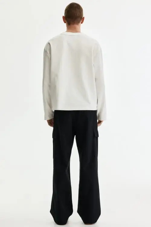 H&M Relaxed Fit Cotton Cargo Trousers - Black