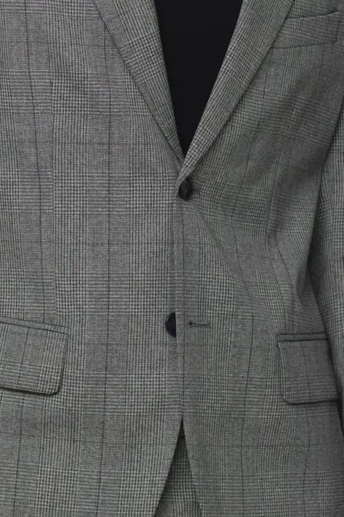 H&m Regular Fit Single-breasted Jacket - Gray/plaid
