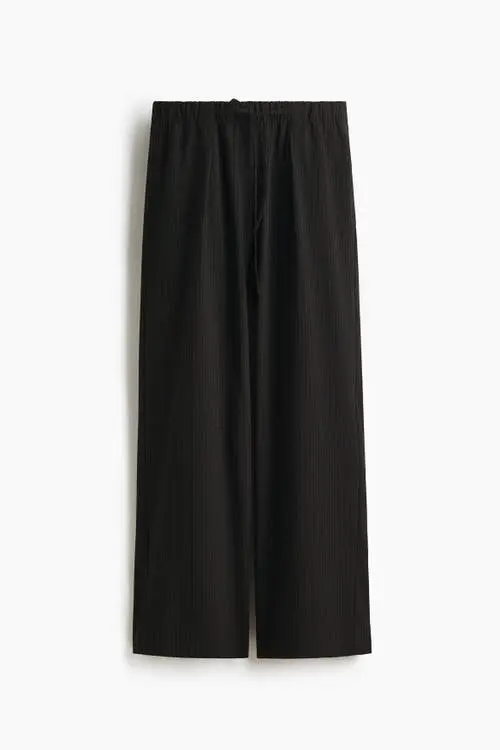 H&m Loose-fit Pull-on Trousers With Drawstring Waist - Black/pinstriped