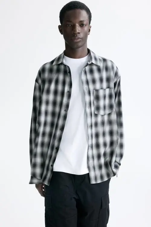 H&m Relaxed-fit Shirt - Dark Gray/checked