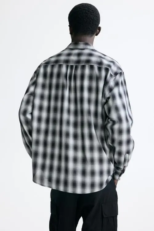 H&m Relaxed-fit Shirt - Dark Gray/checked