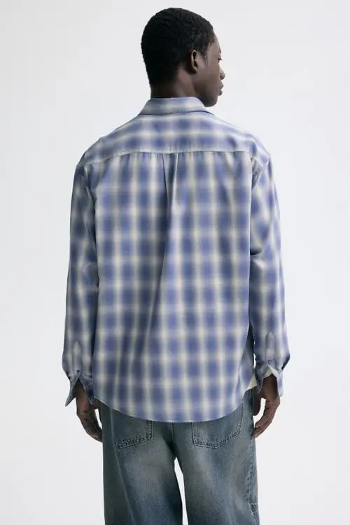 H&m Relaxed Fit Shirt - Light Blue/checked