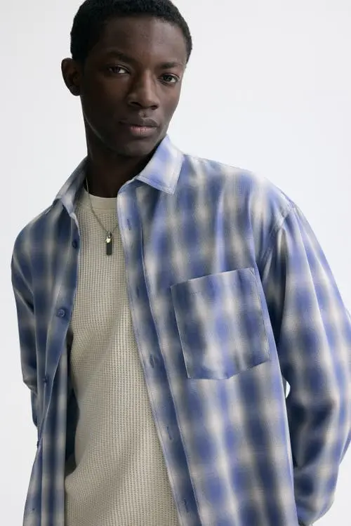 H&m Relaxed Fit Shirt - Light Blue/checked