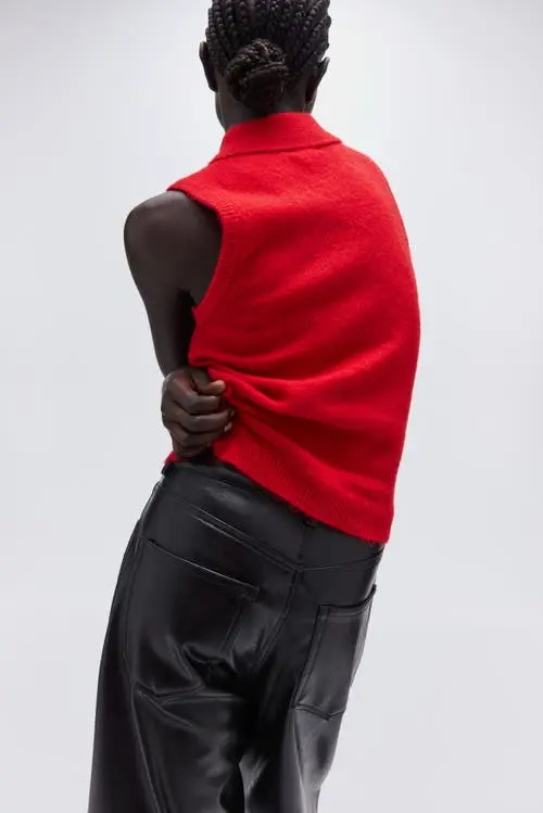 H&m Collared Knit Sweater Vest - Red
